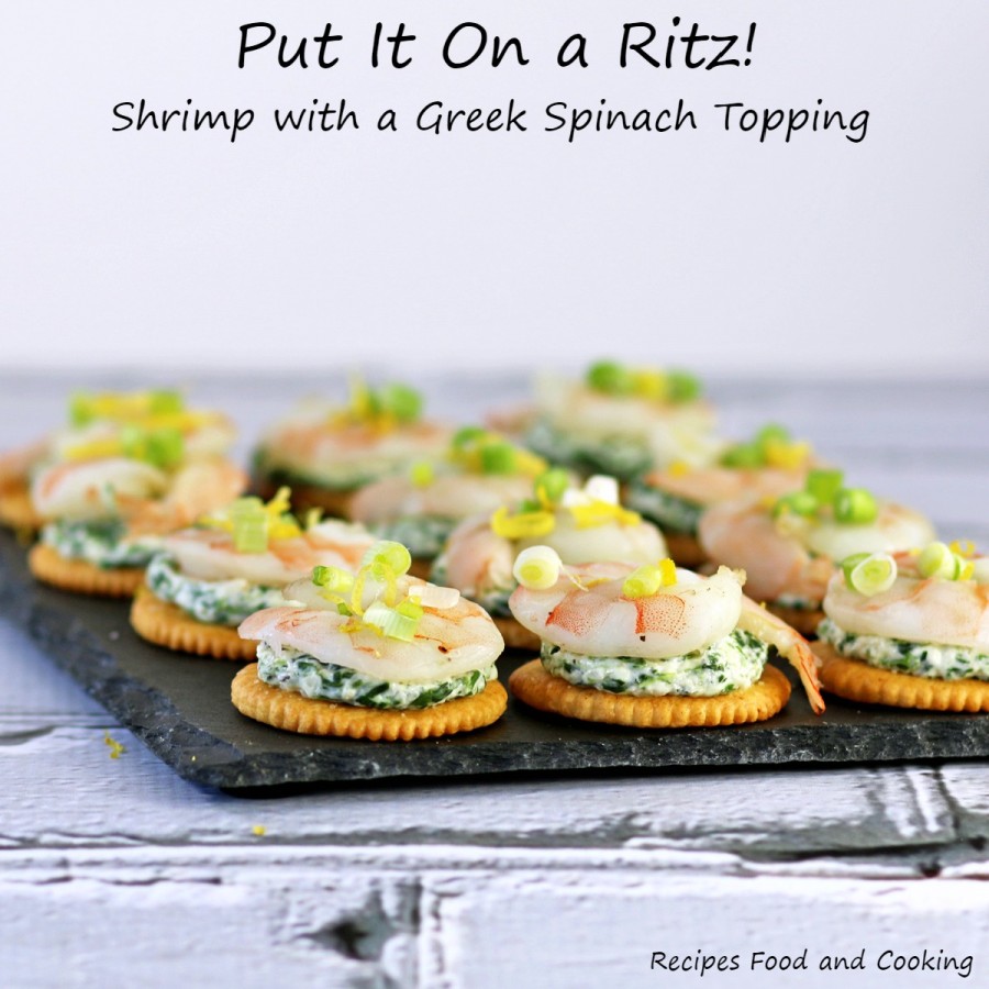 Shrimp with Greek Spinach Topping on a RITZ® - Recipes Food and Cooking