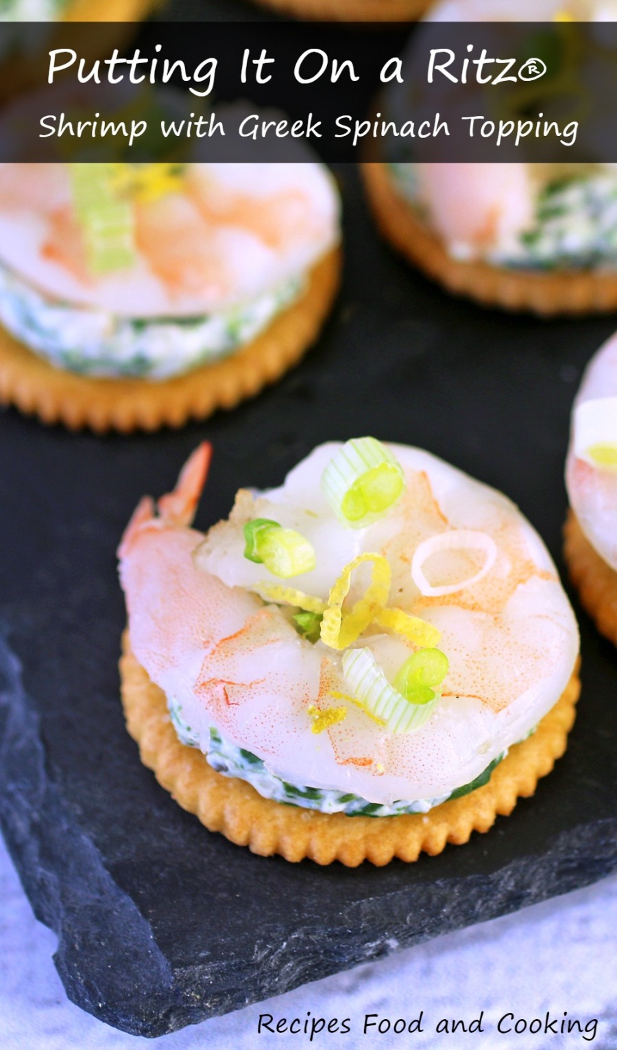 Shrimp with Greek Spinach Topping on a RITZ® - Recipes Food and Cooking