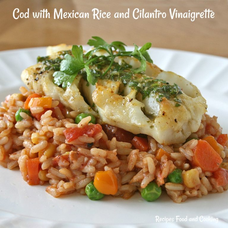 Cod with Mexican Rice and Cilantro Vinaigrette